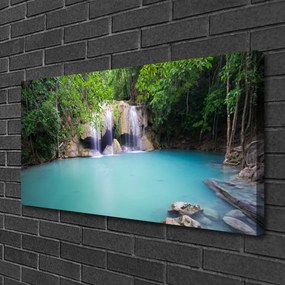 Obraz na plátně Vodopád Les Jezero Příroda 120x60 cm