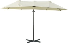 Outsunny Sluneční Umbrella Dvojitý Umbrella Oválný 445x270cm Křídlový Umbrella s Kličkou, Zahradní Sluneční Umbrella Krémově Bílá | Aosom