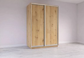 Skříň s posuvnými dveřmi 1500x2200x600 2LTD Dub Artisan, profil stříbrný