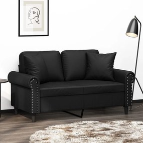 2místná pohovka s polštáři černá 120 cm umělá kůže 3200925