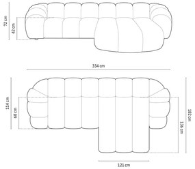 Černá rohová pohovka (pravý roh) Diana – Micadoni