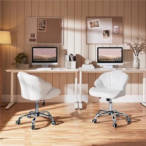 Kancelářská židle Yaheetech – bílá, 60 cm (šířka) × 60 cm (hloubka) × 76,5 cm – 86 cm (266901824875)