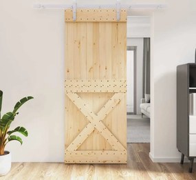 vidaXL Posuvné dveře s kováním 85 x 210 cm masivní borové dřevo [3203018]