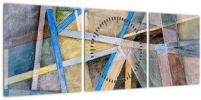 Obraz - Abstrakce (s hodinami) (90x30 cm)