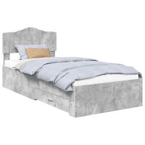 Rám postele s čelo Betonově šedá 100 x 200 cm Kompozitní dřevo 3413232