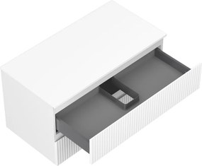 Mexen Rivel, koupelnová skříňka 90 cm s pracovní deskou, 2 zásuvky, drážkovaná, bílá matná, 91A20-09047-2-BFFC01