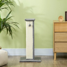 PawHut Škrabací Sloup, 81cm Škrabací Sloupec, Sisalový Kočičí Škrabací Strom s Hracím Míčkem, Kočičí Škrabací Nábytek pro Kočky do 5 kg, Vnitřní, Šed…