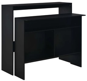 vidaXL Barový stůl se 2 stolními deskami černý 130 x 40 x 120 cm