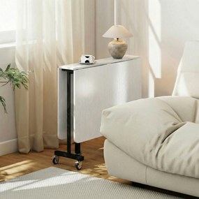 HOMCOM skládací jídelní stůl pro 4–6 osob s kolečky, ocelové nohy — úspora místa, mobilní stůl do malé kuchyně, 120 x 80 x 73 cm, bílý