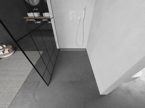 Mexen Kioto, Walk-In sprchová zástěna 100 x 200 cm, 8mm sklo čiré/černý vzor, bílý profil, 800-100-101-20-78