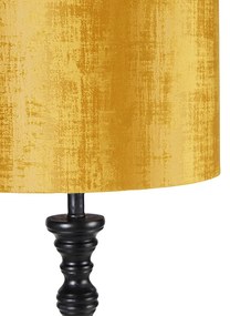 Stojací lampa černá se zlatým textilním stínítkem 40 cm - Classico