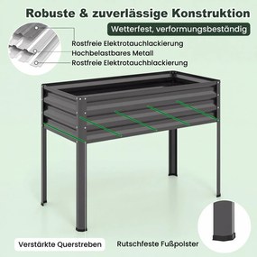 Costway Vyvýšené lůžko z pozinkovaného kovu s PE krytem. Vyvýšená – šedá