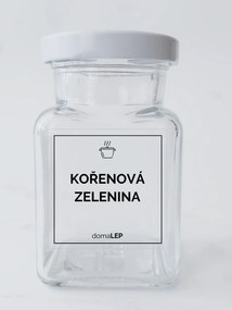 Samolepka na kořenky KOŘENOVÁ ZELENINA průhledná 5 × 5 cm tučné písmo
