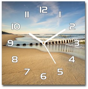 Wallmuralia Skleněné hodiny čtverec Pláž nad Baltem 30x30 cm