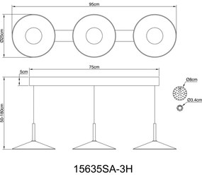 Globo 15635SA-3H - LED Lustr na lanku LAMPONE LED/24W/230V 4000K krémová