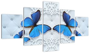 Obraz - Modří motýli (125x70 cm)