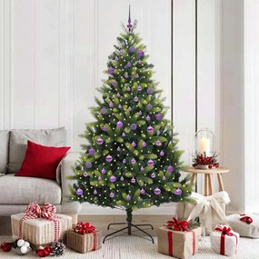 Umělý skládací vánoční stromeček 300 LED Zelená 180 cm PVC a PE 3395997