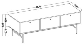 TOKYO 3 c | TV stolek RTV 303 | 180 cm | černá grafit/zlatá
