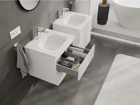 Mexen Rivel, koupelnová skříňka 50 cm s umyvadlem Vela, 2 zásuvky, drážkovaná, bílá matná, 91A20-05047-2-BFF01-W23M01