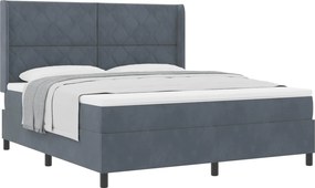 Postel s boxspringem s čelo Tmavě šedá 180 x 200 cm samet 3342075