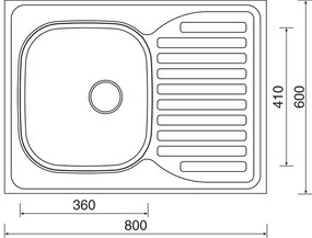 Nerezový dřez Sinks CLP-D 800 M 0,5mm levý matný