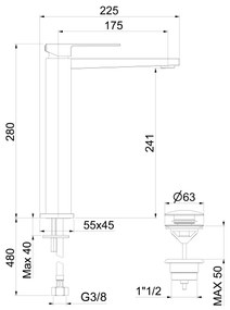 Sapho Sapho, LATUS 25 stojánková umyvadlová baterie bez výpusti, vysoká, černá matná, 1102-04B