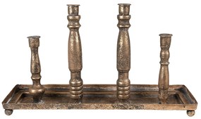 Měděný antik kovový svícen na úzké svíčky - 42*11*24 cm