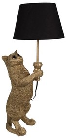 Zlatá stolní lampa Kočka s černým stínidlem - 31*24*62 cm