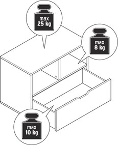 Tchibo - Nízká skříňka se zásuvkou - barva: bílá