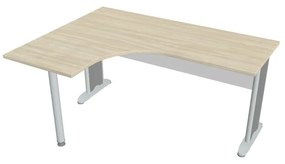 Stůl ergo oblouk pravý 160×120/60 cm - Hobis Cross CE 60 P Dekor stolové desky: akát, Dekor lamino podnože: bílá, Barva nohou: Stříbrná