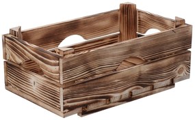 ČistéDřevo Opálená dřevěná bedýnka 34 x 20 x 14 cm