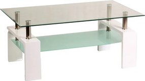 Nábytkáři ORFA LISA BASIC - konferenční stolek bílá lesk MDF/sklo tvrzené/police mléčné sklo 60x45x100 (LISABB) (S) (K150-E)