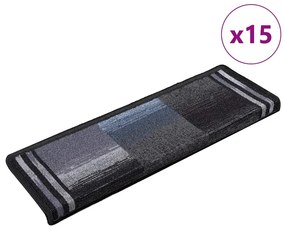 Samolepící nášlapy na schody 15 ks 65x21x4 cm černo-šedé 326208