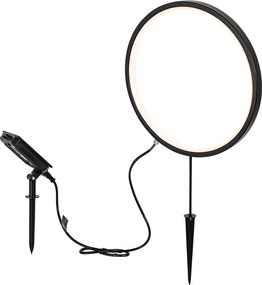 Spirálová lampa černá 60 cm včetně dobíjecí LED a solárního panelu IP65 - Adalind