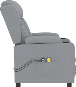 Elektrické masážní křeslo světle šedé textil 3098789