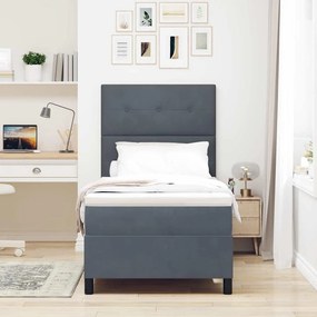 Postel s boxspringem s čelo Tmavě šedá 100 x 200 cm samet 3339813