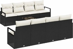 Set pohovek 7 ks 6-Počet míst Černá a krémová polyratan 3346307