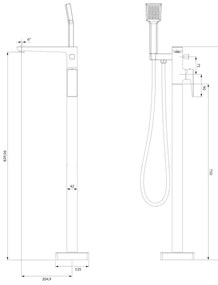 OMNIRES PM7433CR - Volně stojící vanová sada s baterií PARMA lesklý chrom