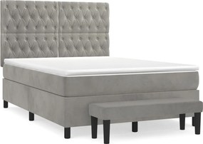 Box spring postel s matrací světle šedá 140x190 cm samet 3138019