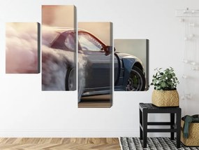 Vícedílný obraz Sportovní Auto V Oblaku Kouře Nedostatek Nedostatek Plátno Canvas 120x75
