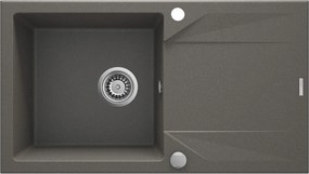 Deante Evora, granitový dřez na desku 780x440x193 mm, 3,5" + prostorově úsporný sifon, 1-komorový, antracitová metalíza, ZQJ_T113