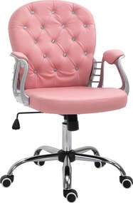 Kancelářská židle Vinsetto Manažerská židle s ergonomickým čalouněným opěrákem, růžová, PU, 59,5 x 60,5 95-105 cm
