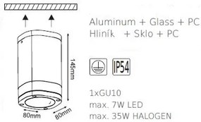 ACA Lighting Zahradní stropní svítidlo ELPIS max. 35W/GU10/230V/IP54, tmavě šedé