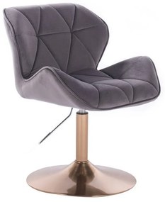 LuxuryForm DESIGN Otočná židle MILANO VELUR na zlatém talíři - tmavě šedá