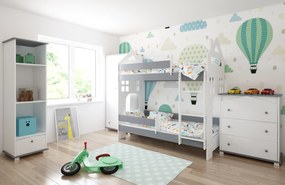 BabyBeds Dětská patrová postel DOMEK II 180x80 Barevné provedení: Šedá, Úložný prostor: Ne, bez úložného prostoru