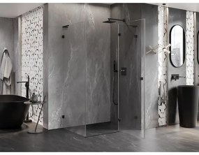 Mexen Lunar, L pravý výklopný sprchový kout 100 x 70 cm, 8mm čiré sklo, černý profil, 834L-100-070-70-00-P