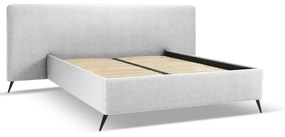 Světle šedá čalouněná dvoulůžková postel s úložným prostorem a roštem 140x200 cm Walter – Milo Casa