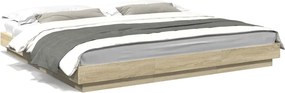 Rám postele s LED osvětlením dub sonoma 200 x 200 cm kompozit 3281072