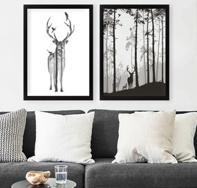 Sada obrazů Deer 2 ks 34x44 cm černá/bílá