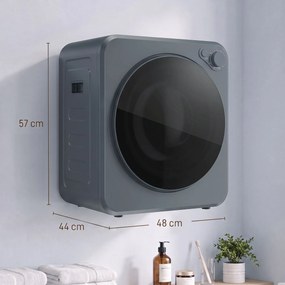 HOMCOM Mini sušička prádla 4 kg s 5 programy až do 60℃ 800W/400W odvětrávací sušička s nerezovým bubnem šedá